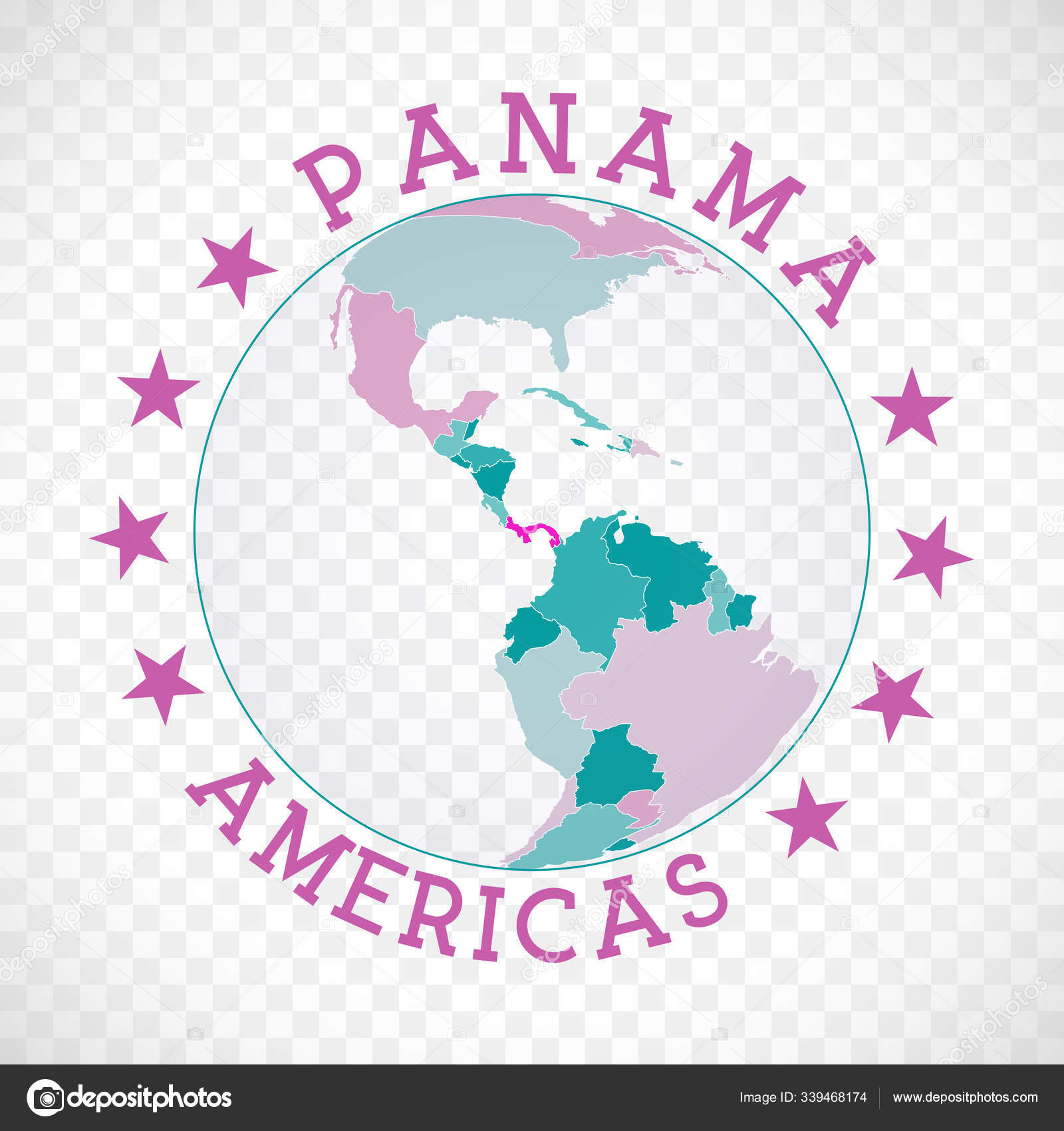 Panama round logo Badge of country with map of Panama in world context ...