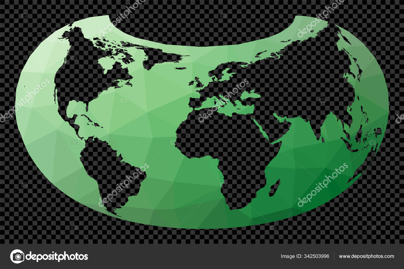 Abstract digital map of world Armadillo projection Polygonal map of the ...