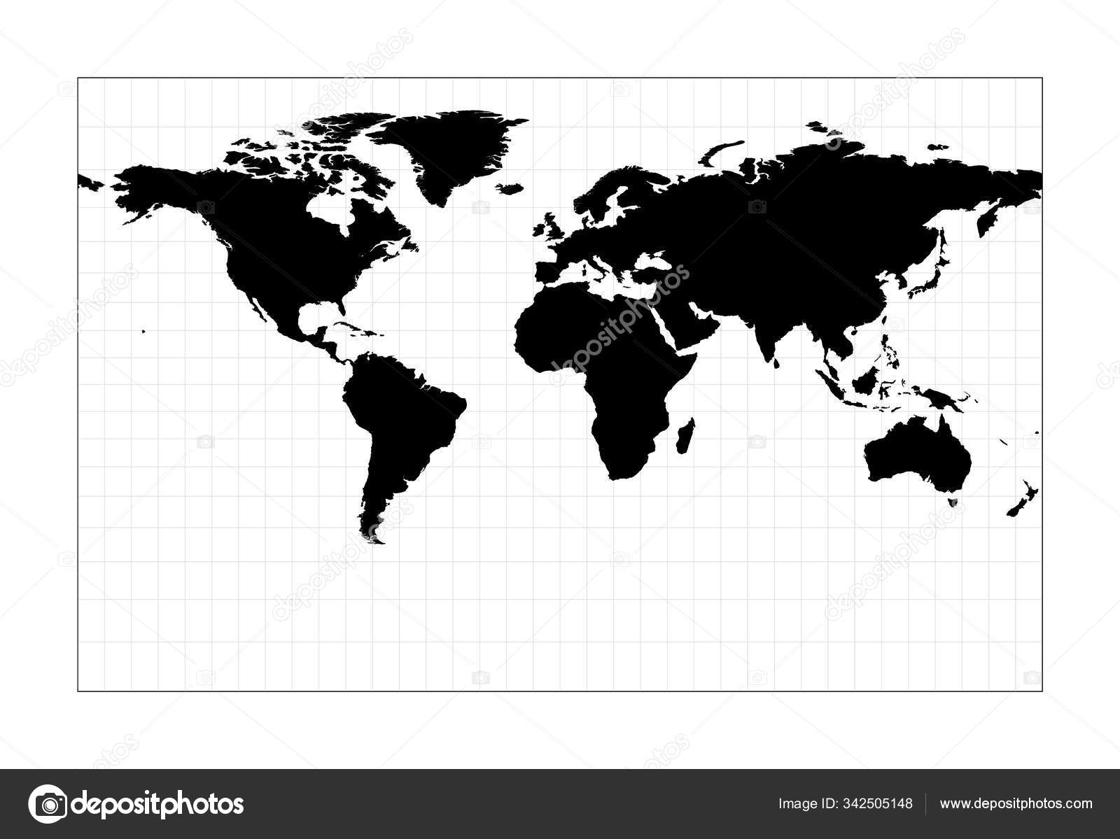 Vector world map Cylindrical stereographic projection Plan world ... Vector world map Cylindrical stereographic projection Plan world ...