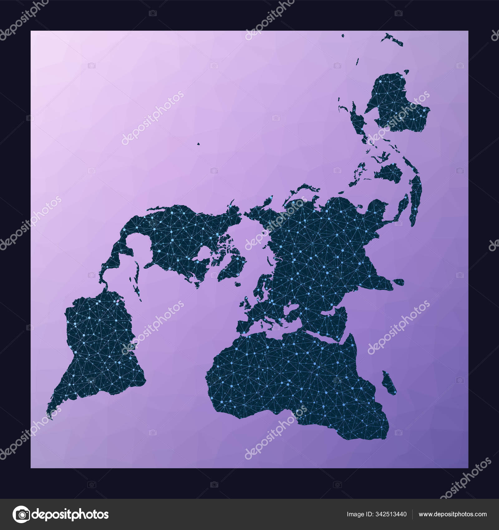 Communications map of the world Peirce quincuncial projection World ...