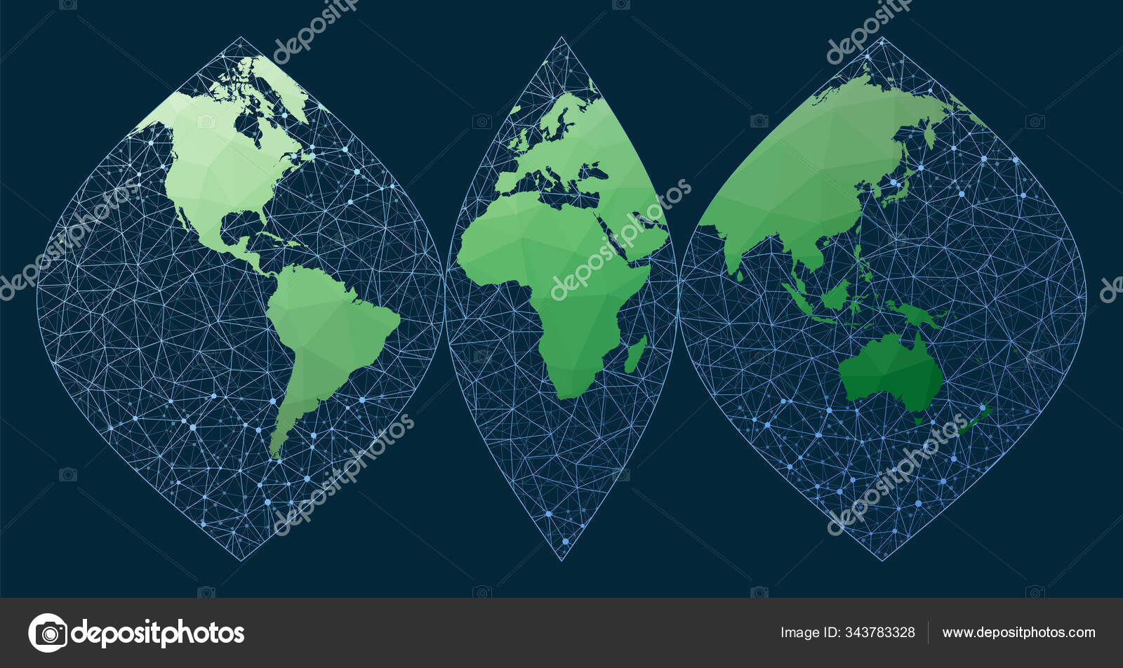 Mapa abstracto de la red mundial Proyección sinusoidal interrumpida ...
