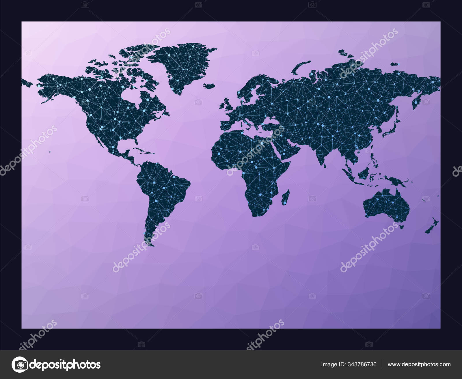 World map graph Miller cylindrical projection World network map Wired ...