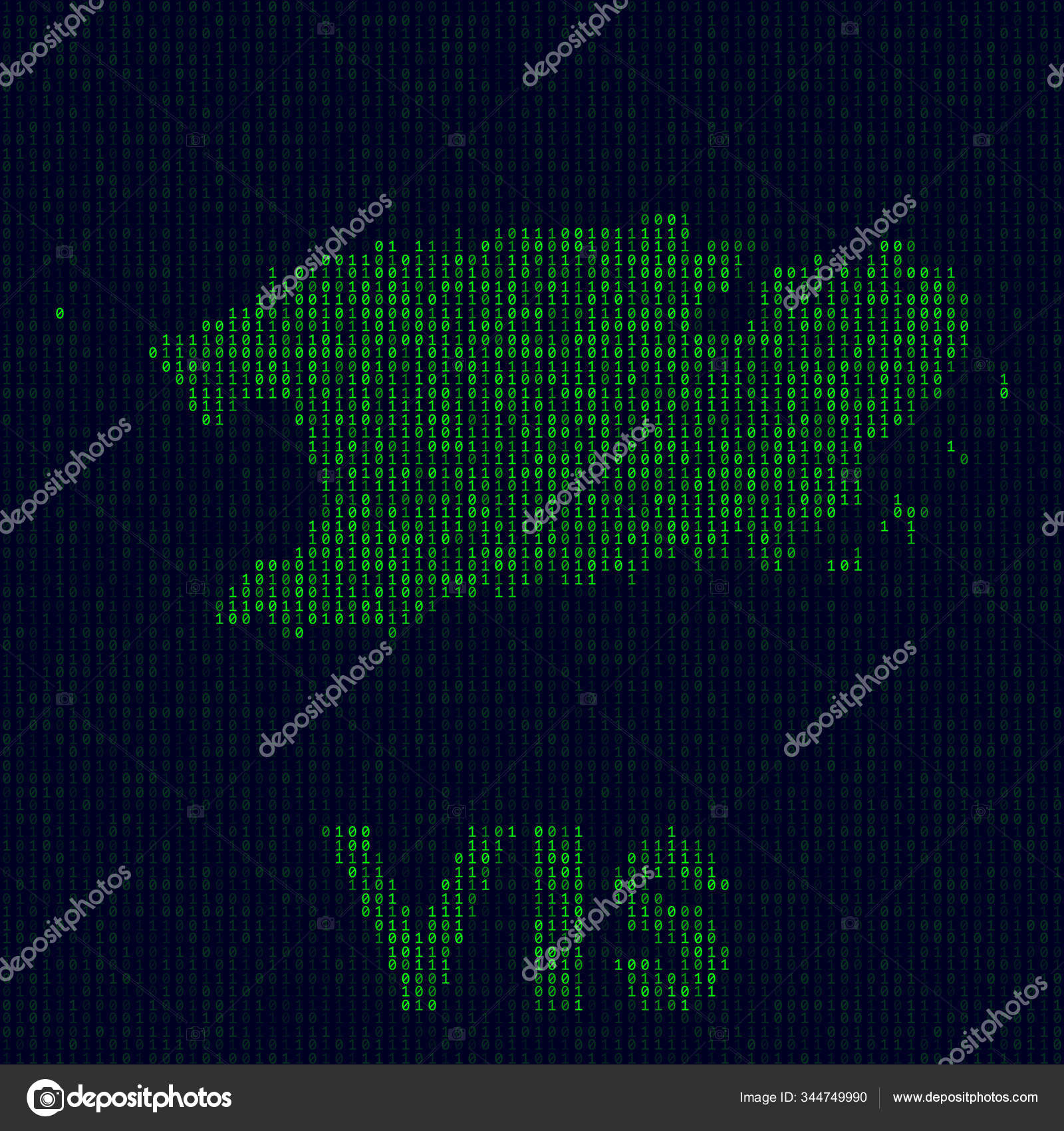 Digital Vis-Logo Insel-Symbol im Hacker-Stil Binärcode-Karte von Vis ...