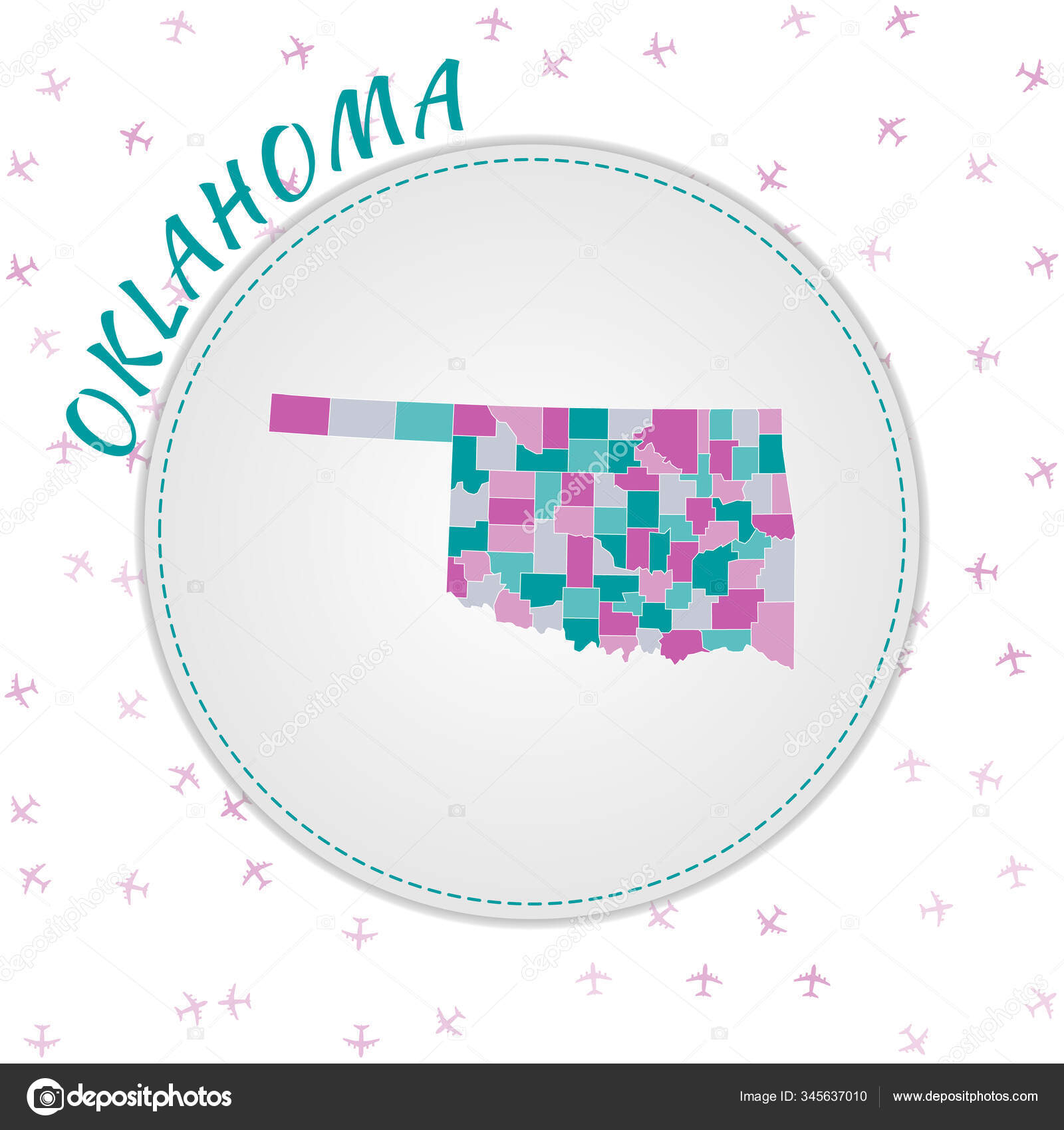 Oklahoma mapa de diseño Mapa del estado de los Estados Unidos con ...