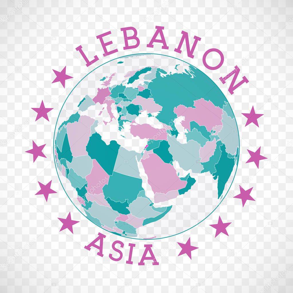 Logo redondo Líbano. Insignia del país con mapa del Líbano en el ...