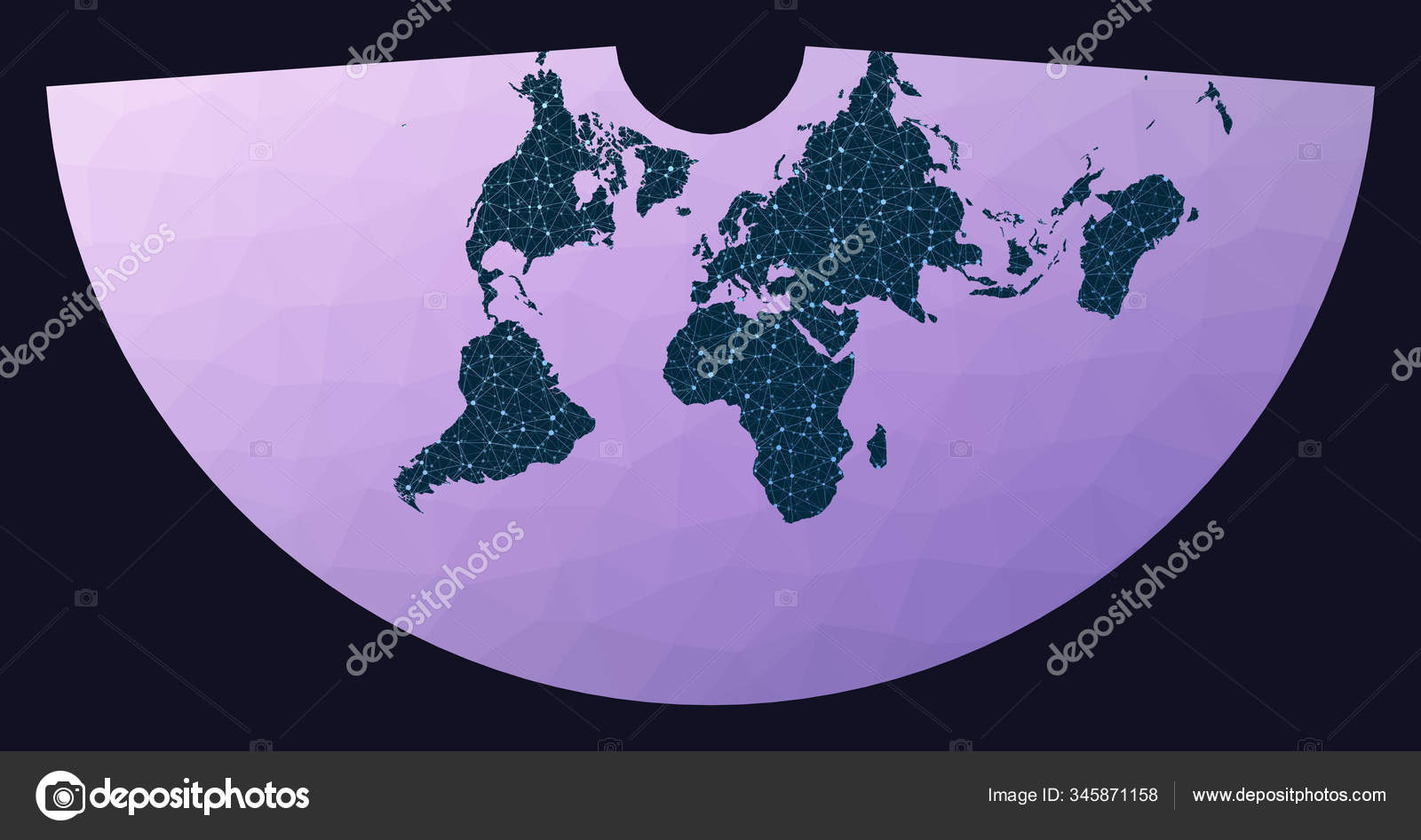 Mapa Abstracto Red Mundial Proyección Cónica Equidistante Mapa Red ...