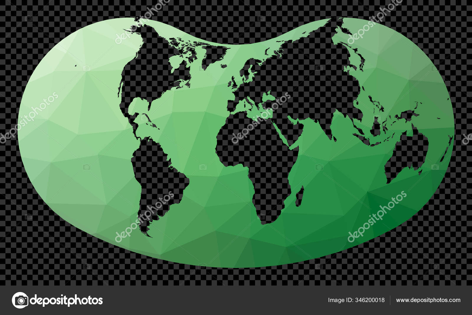 Mapa del mundo geométrico Proyección de colinas Mapa poligonal del ...