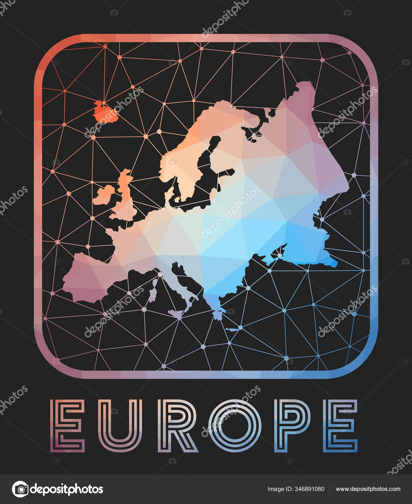 Europe Map Design Vector Low Poly Map Continent Europe Icon Stock ...