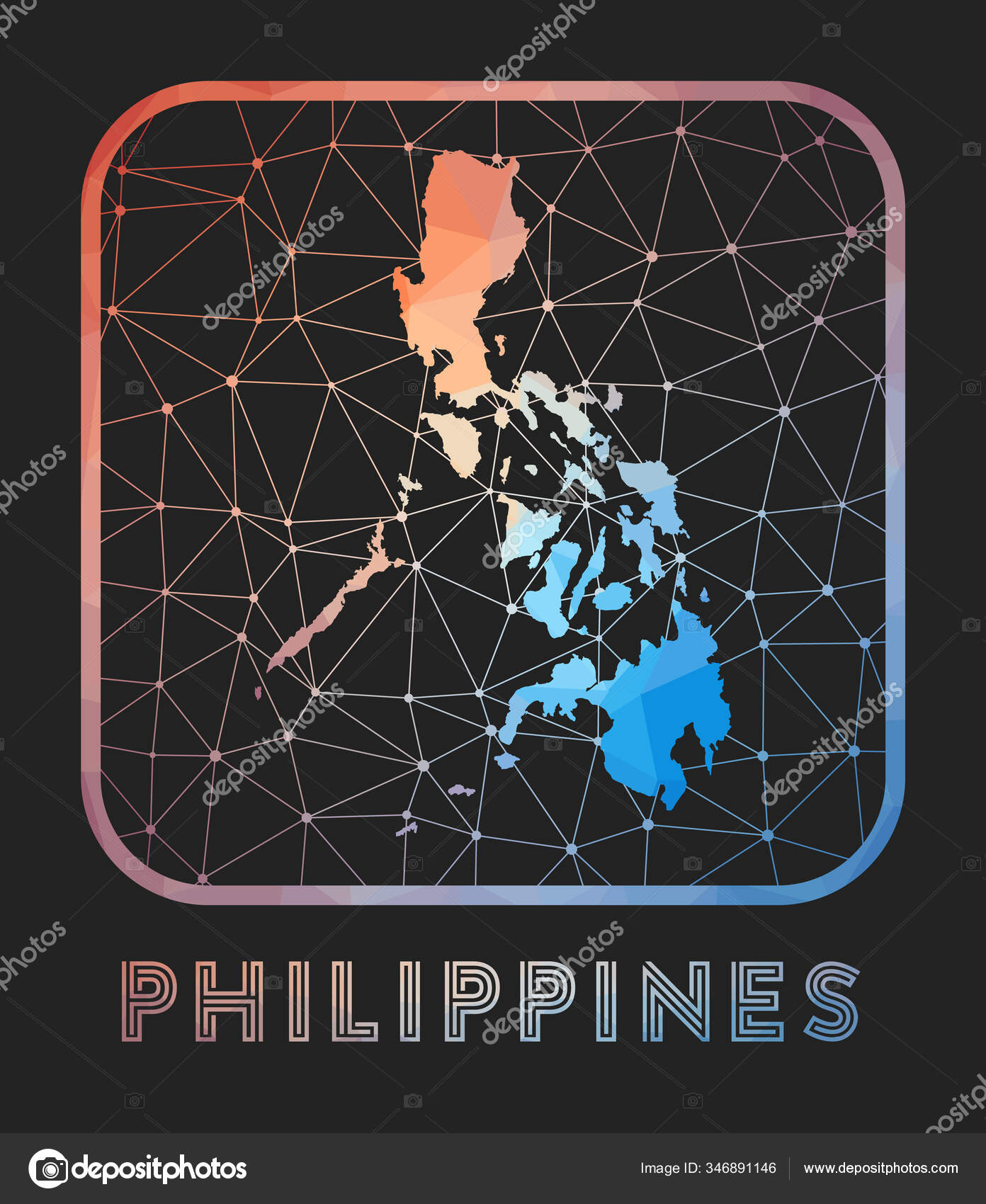 Philippines Map Design Vector Low Poly Map Country Philippines Icon