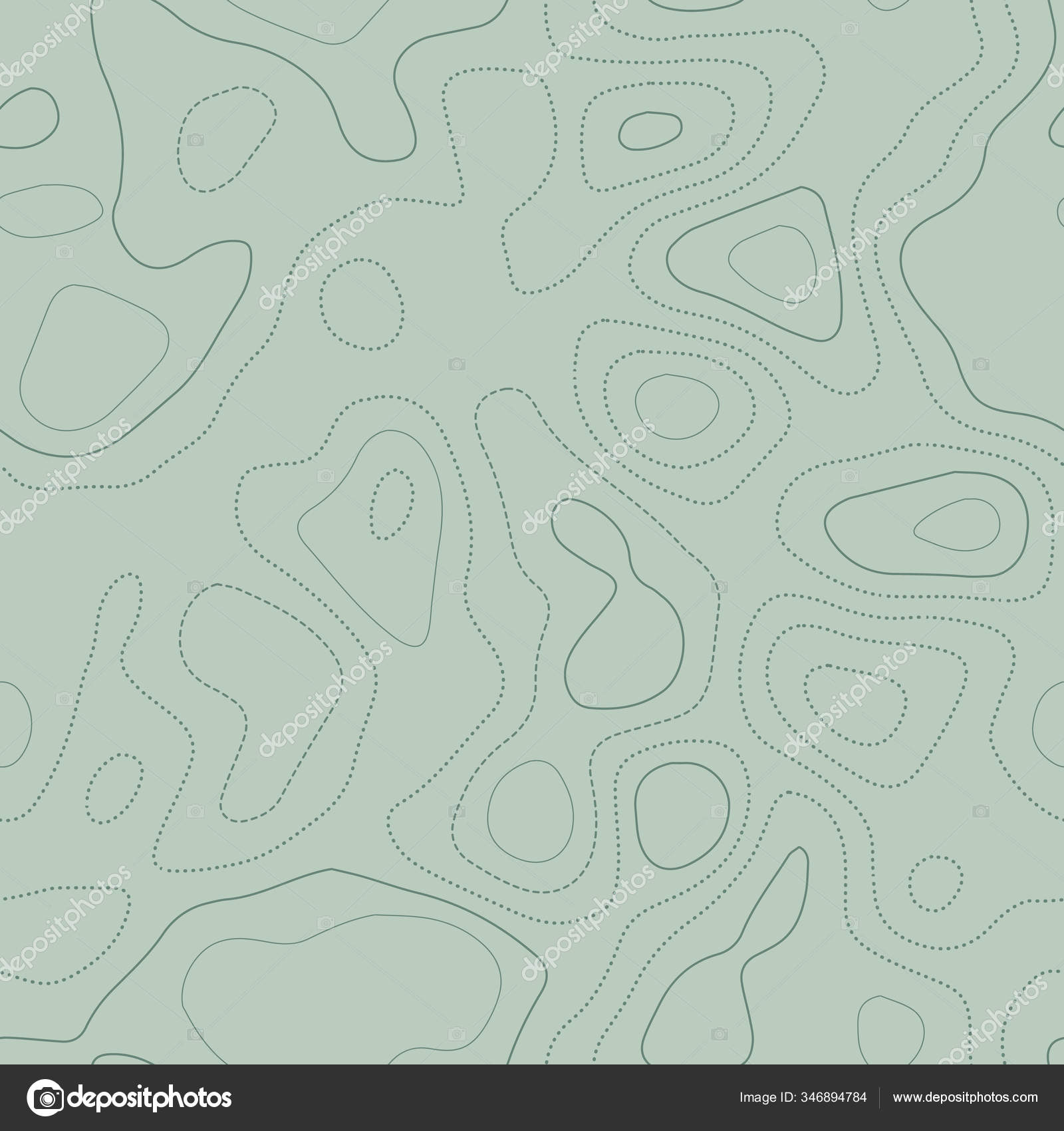 Topographic map Actual topographic map in green tones seamless design ...