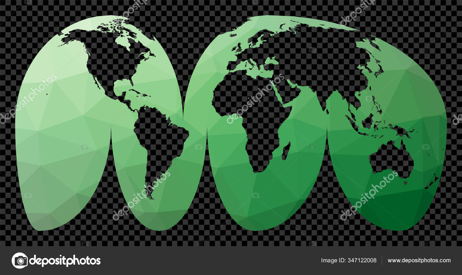 World map Interrupted Mollweide projection Polygonal map of the world ...