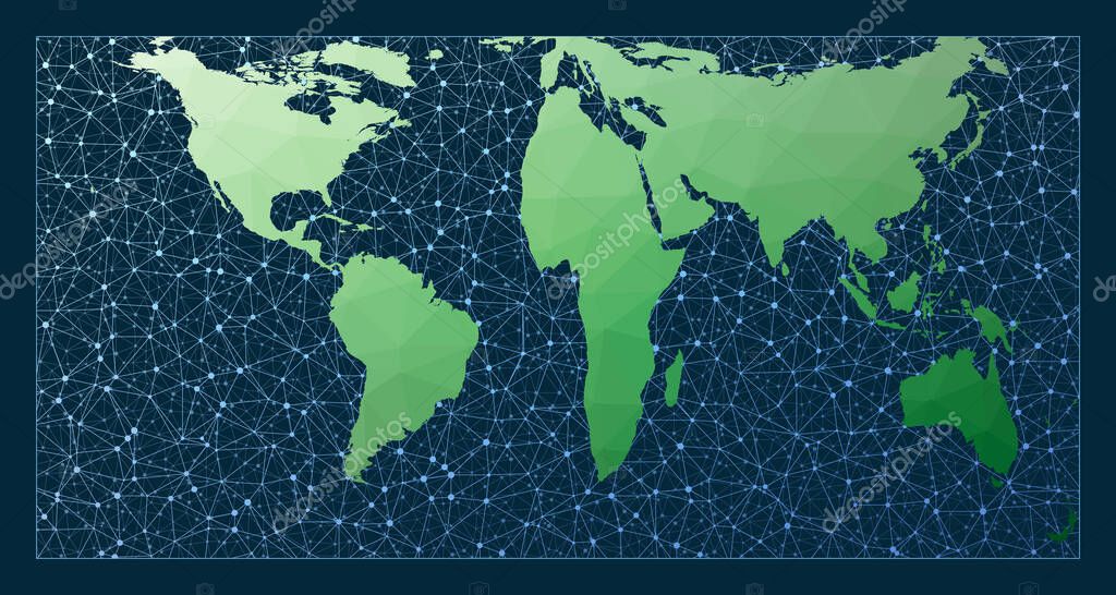Ilustración de la red global. Proyección de Gringorten. Verde bajo ...