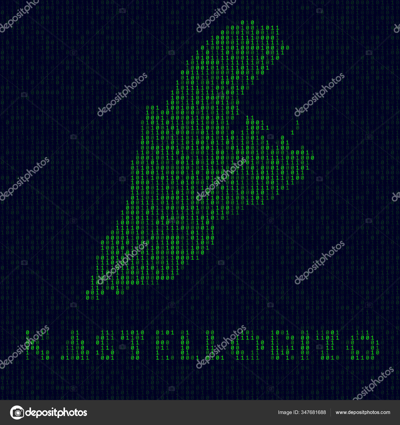 Digitales Kastellorizo Logo Insel Symbol Hacker Stil Binärcodekarte Von ...