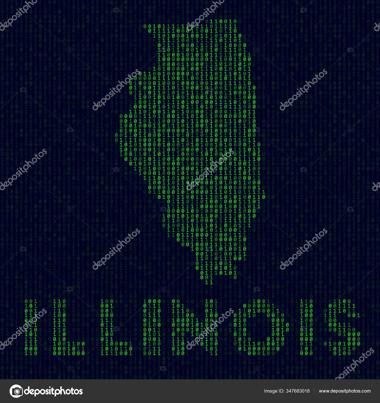 Logo Digital Illinois Símbolo Del Estado Estadounidense Estilo Hacker ...