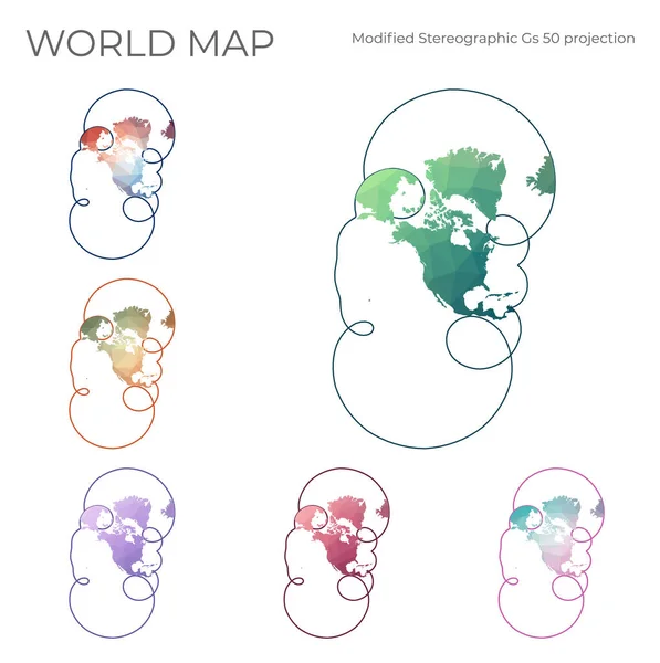 World Map Modified Stereographic Projection For The Pacific Ocean Digital World Illustration