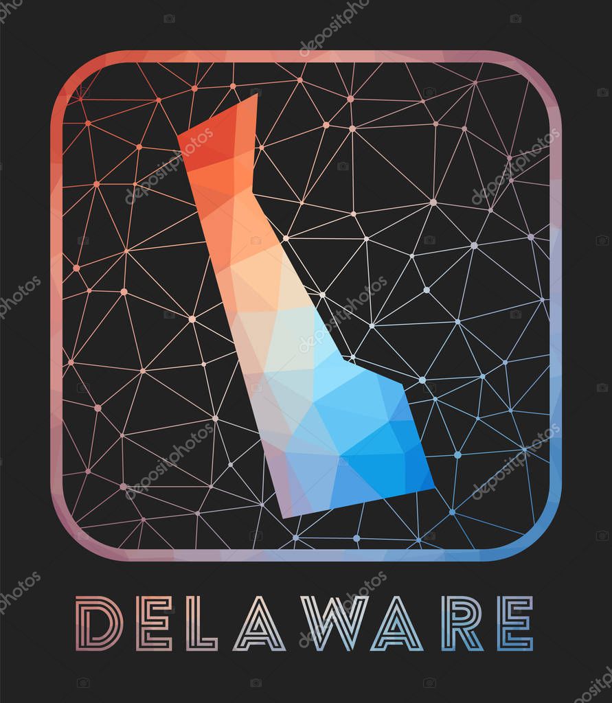 Delaware map design. Vector low poly map of the us state. Delaware icon ...
