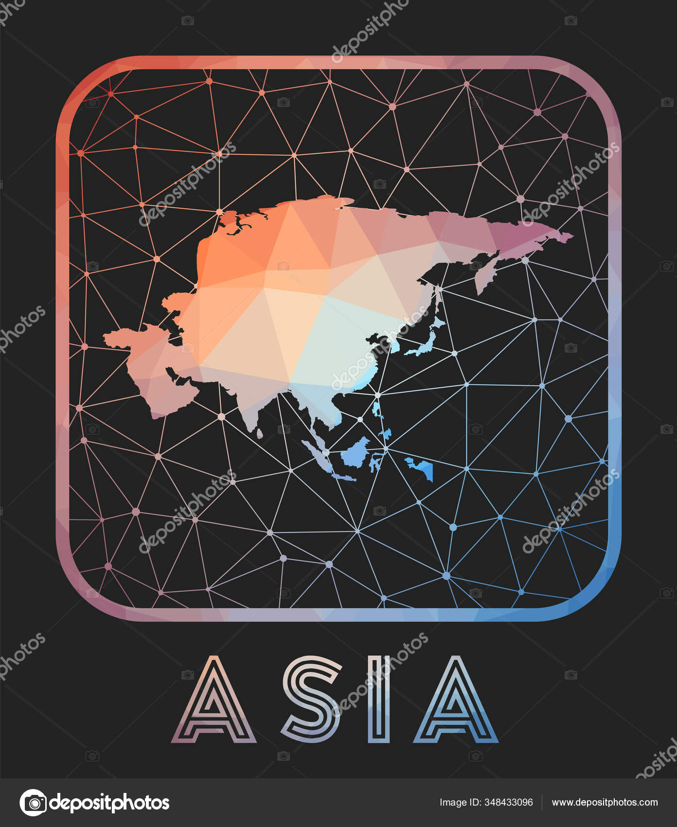 Asia Map Design Vector Low Poly Map Continent Asia Icon Stock Vector by ...