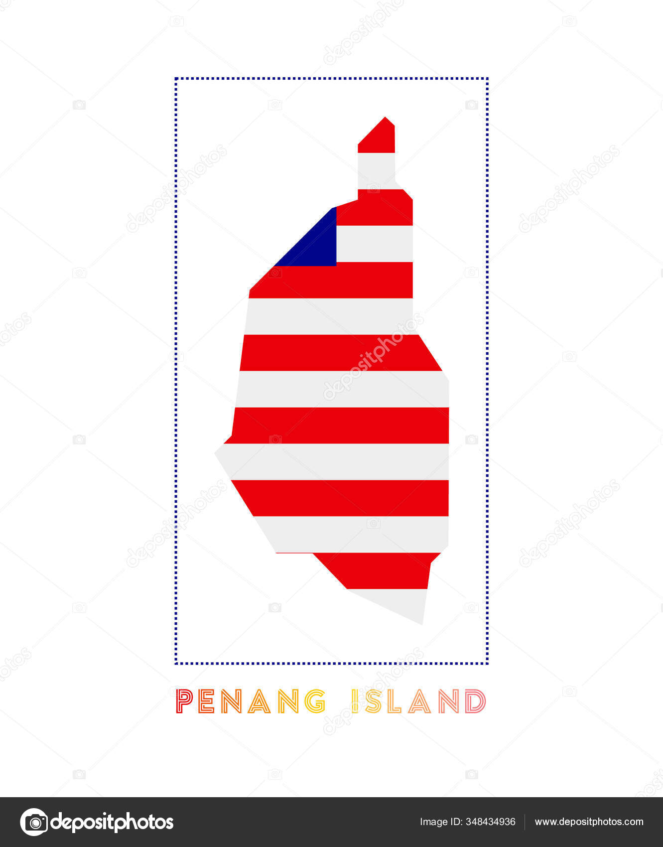 Logo Penang Island Mapa Penangu Názvem Vlajkou Umělecká Vektorová ...