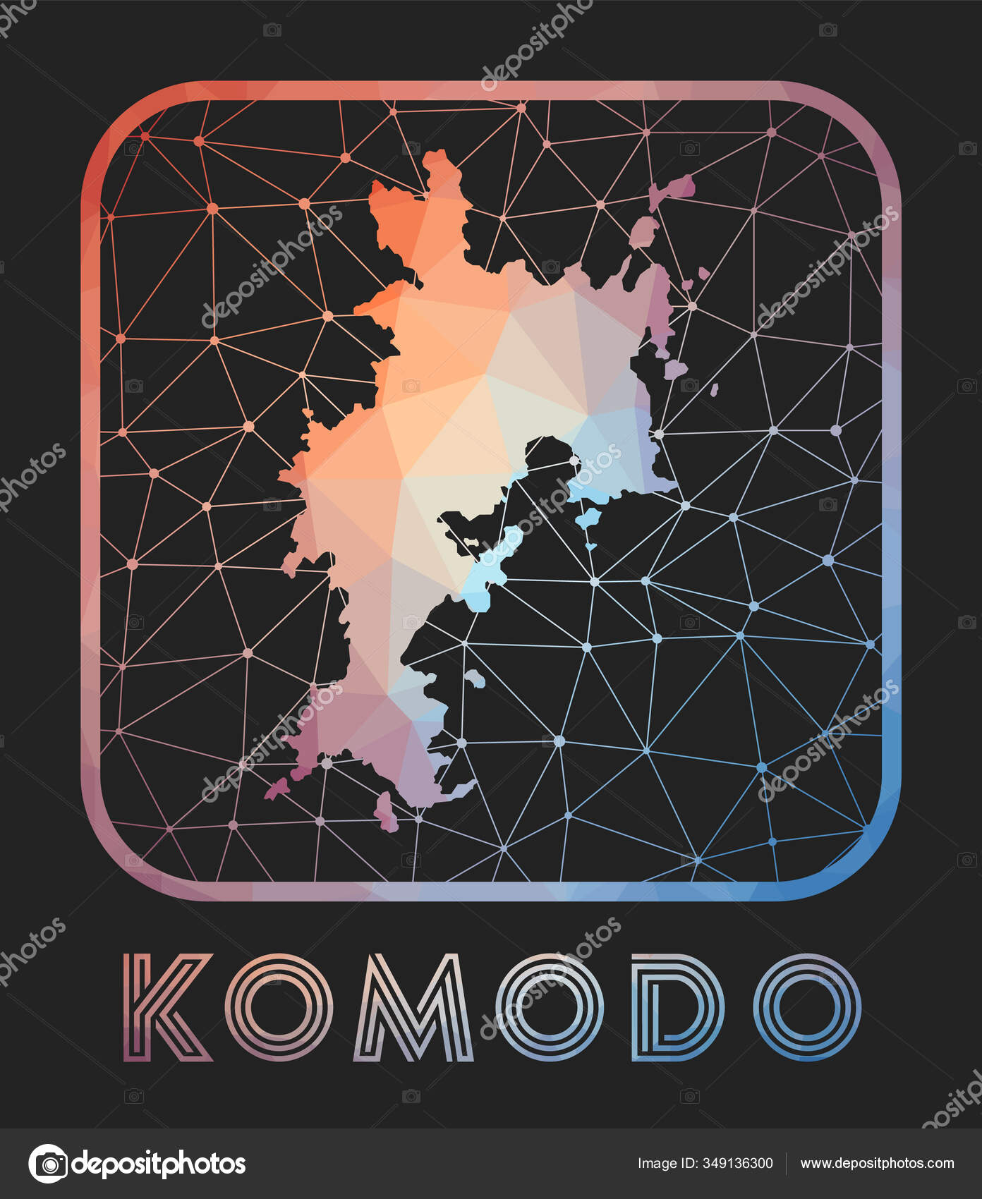 Komodo Map Design Vector Low Poly Map Island Komodo Icon Vector de ...