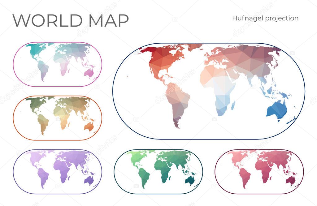 Low Poly World Map Set. Herbert Hufnage% 27s proyección ...
