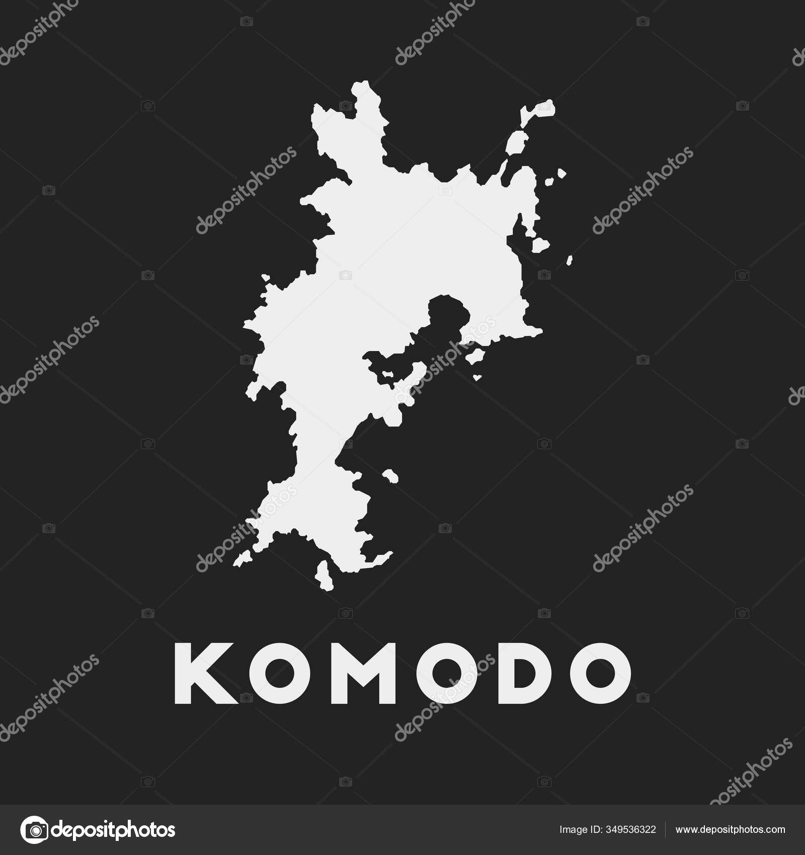 Komodo Icon Island Map Dark Background Stylish Komodo Map Island Stock ...