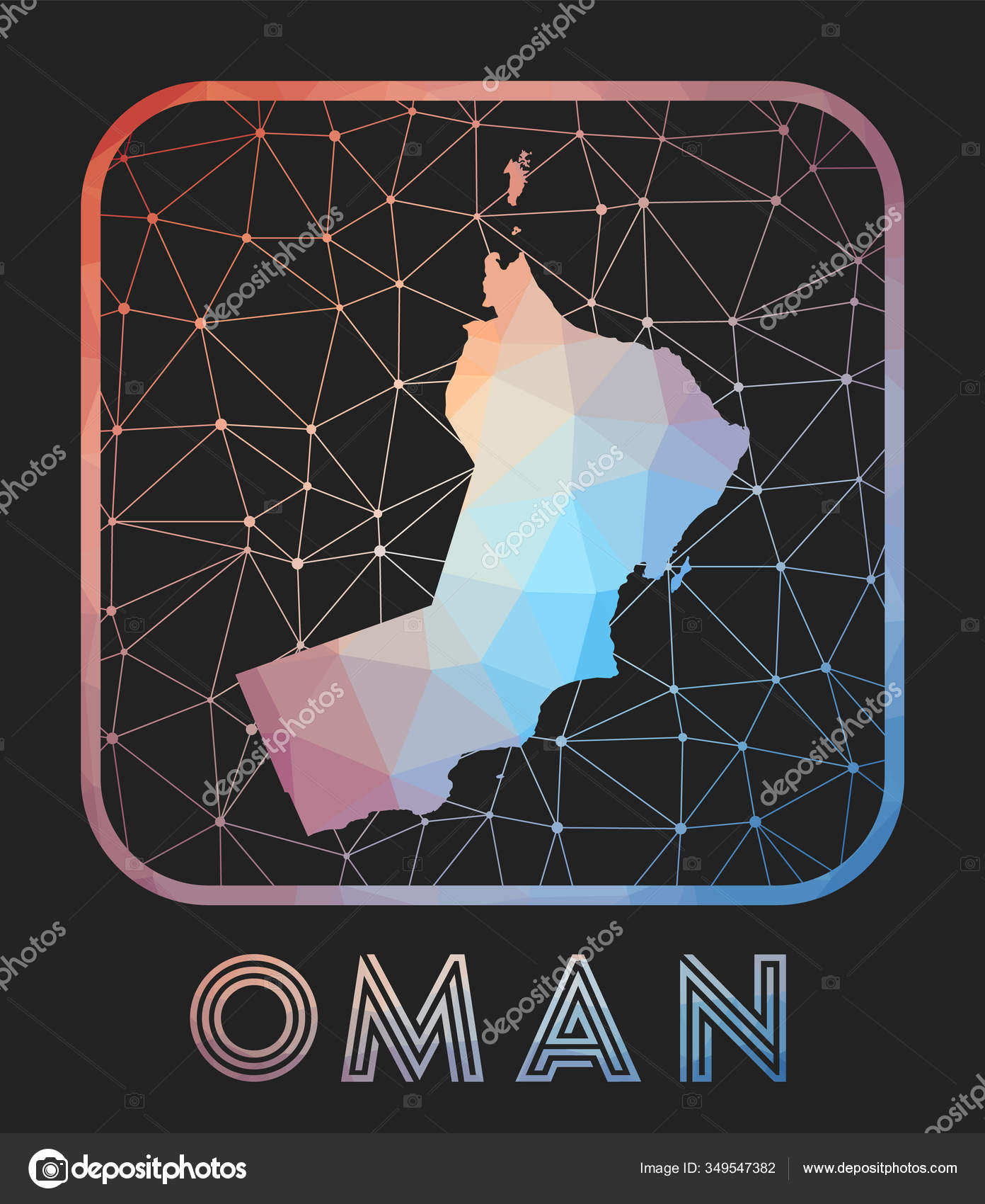 Oman Map Design Vector Low Poly Map Country Oman Icon Stock Vector by ...