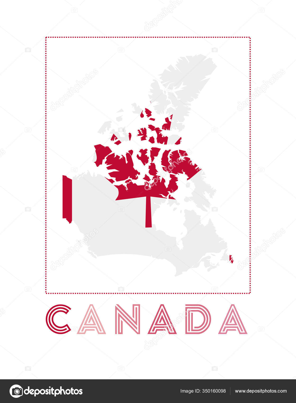 Logo Canadá Mapa Canadá Com Nome Bandeira País Ilustração Vetorial ...