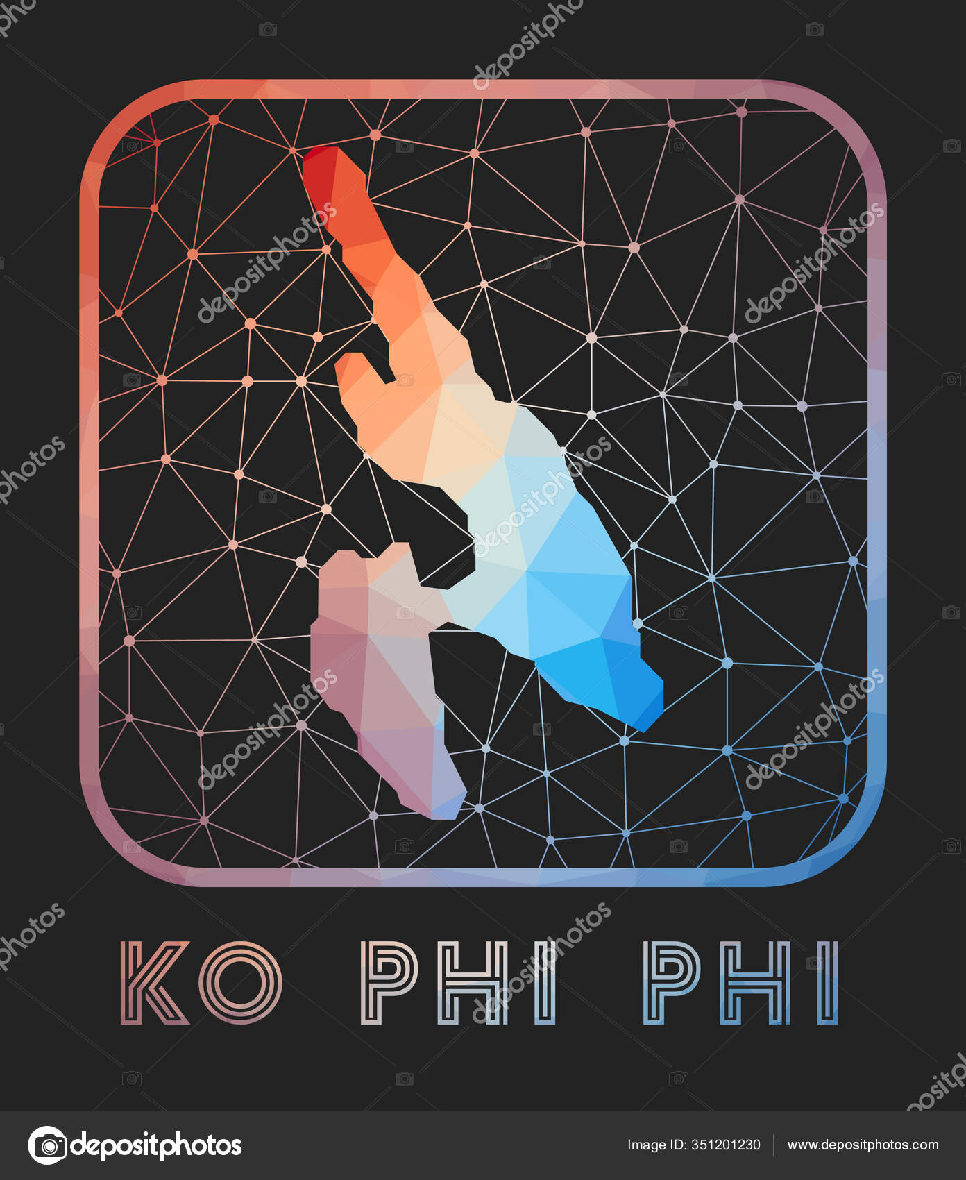 Phi Phi Map Design Vector Low Poly Map Island Phi Stock Vector by ...