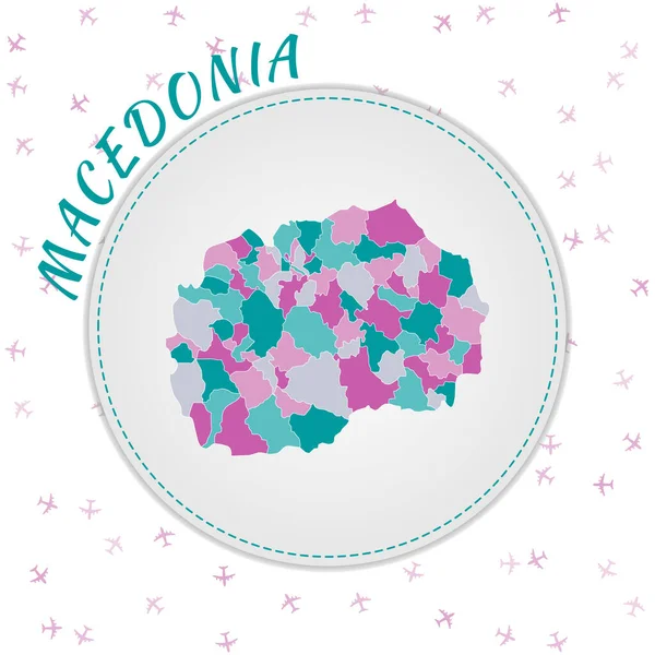 Macedonia map design. Map of the country with regions in emerald ...