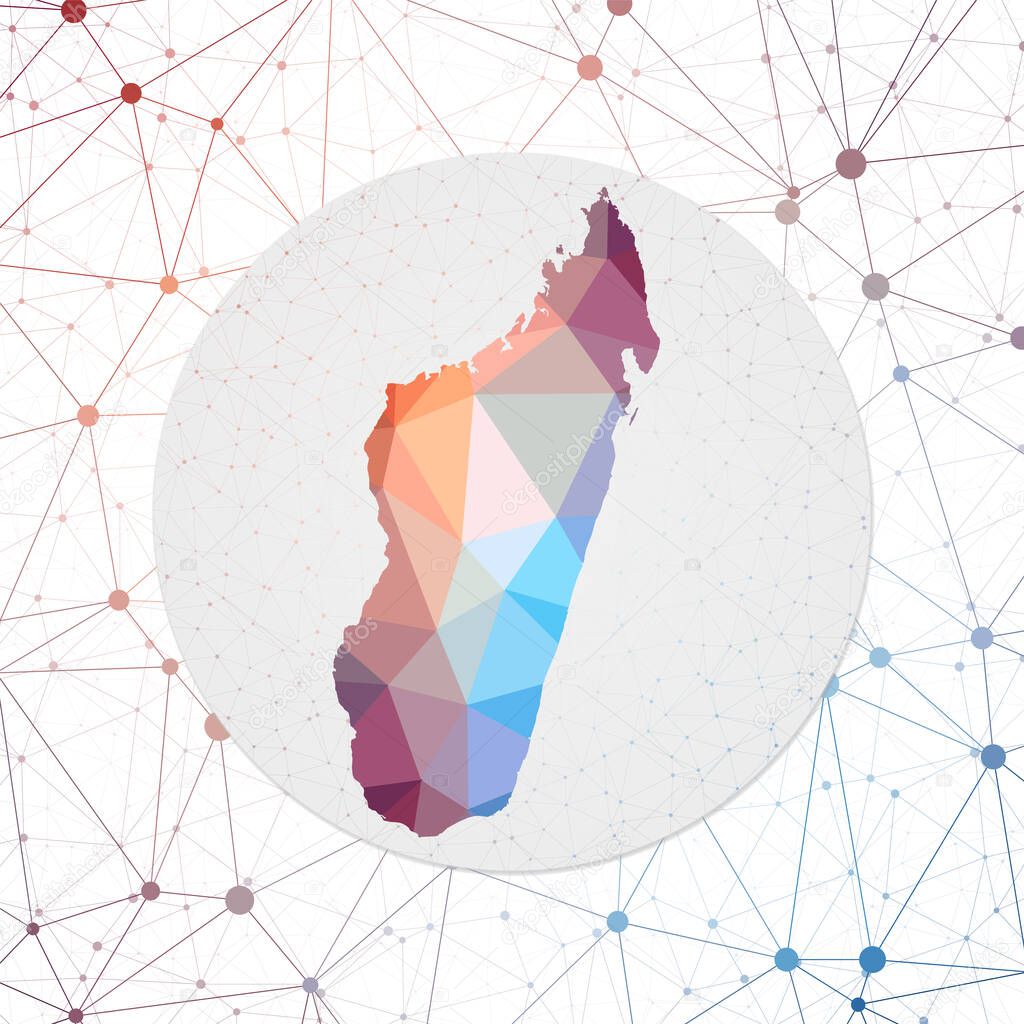 Abstract vector map of Madagascar. Technology in the country geometric ...