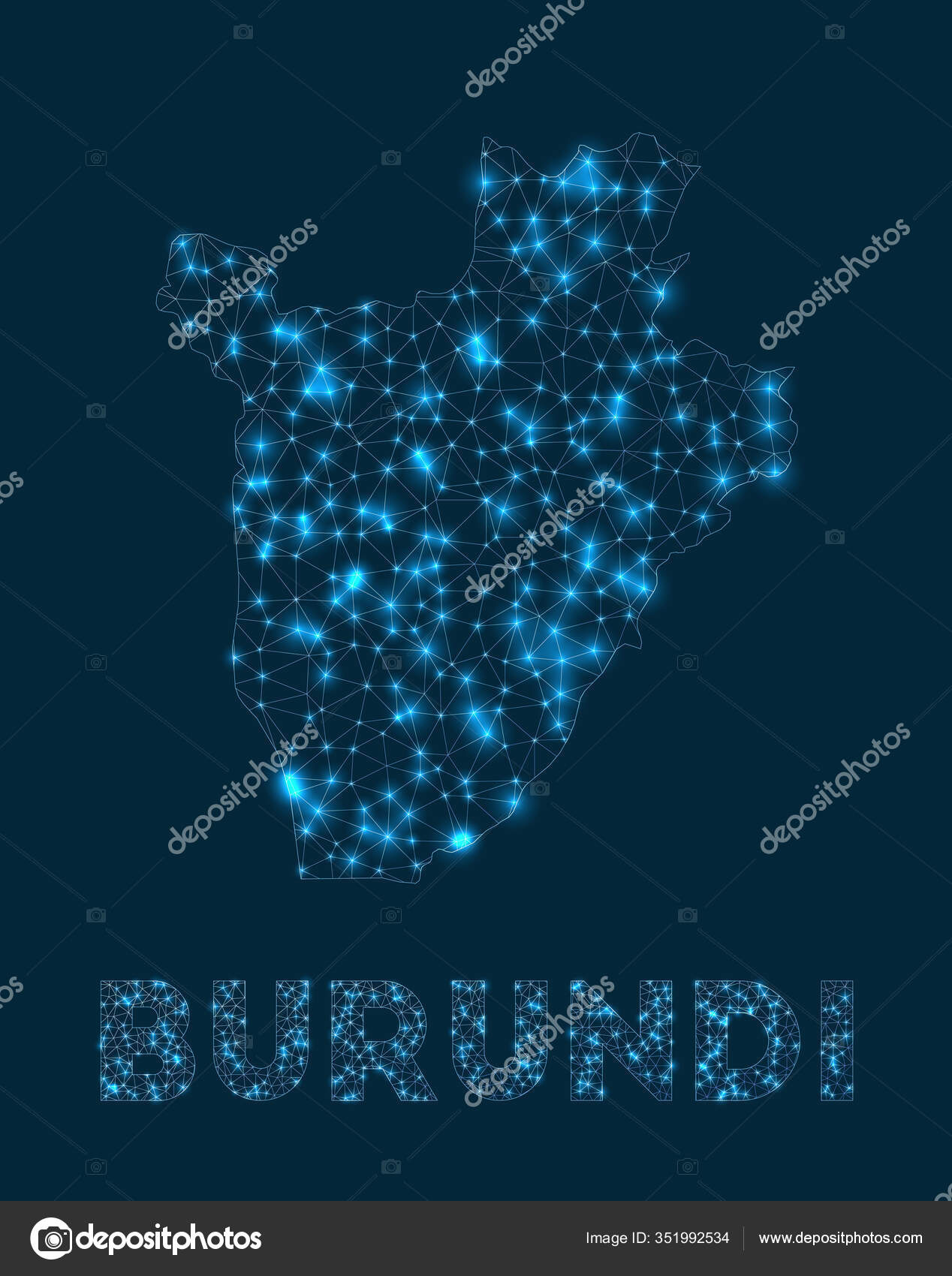 Burundi Network Map Abstract Geometric Map Country Internet Connections Telecommunication Stock ...