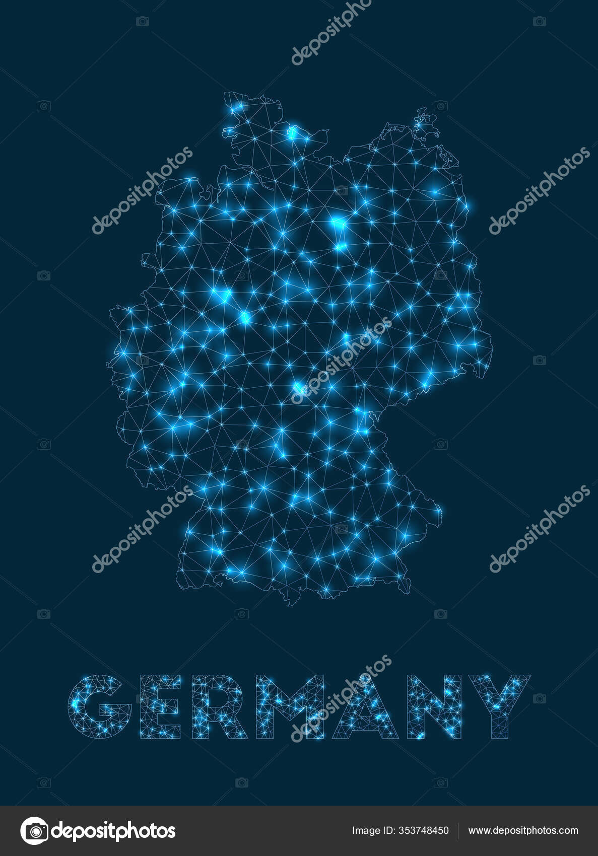 Peta Jaringan Jerman Peta Geometris Abstrak Negara Koneksi Internet Dan ...