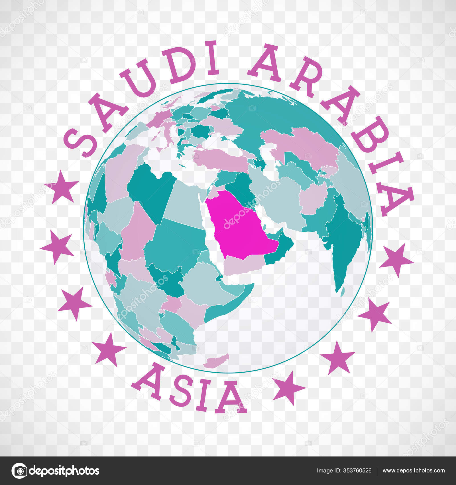 Saudi Arabia Logo Badge Country Map Saudi Arabia World Context Stock ...