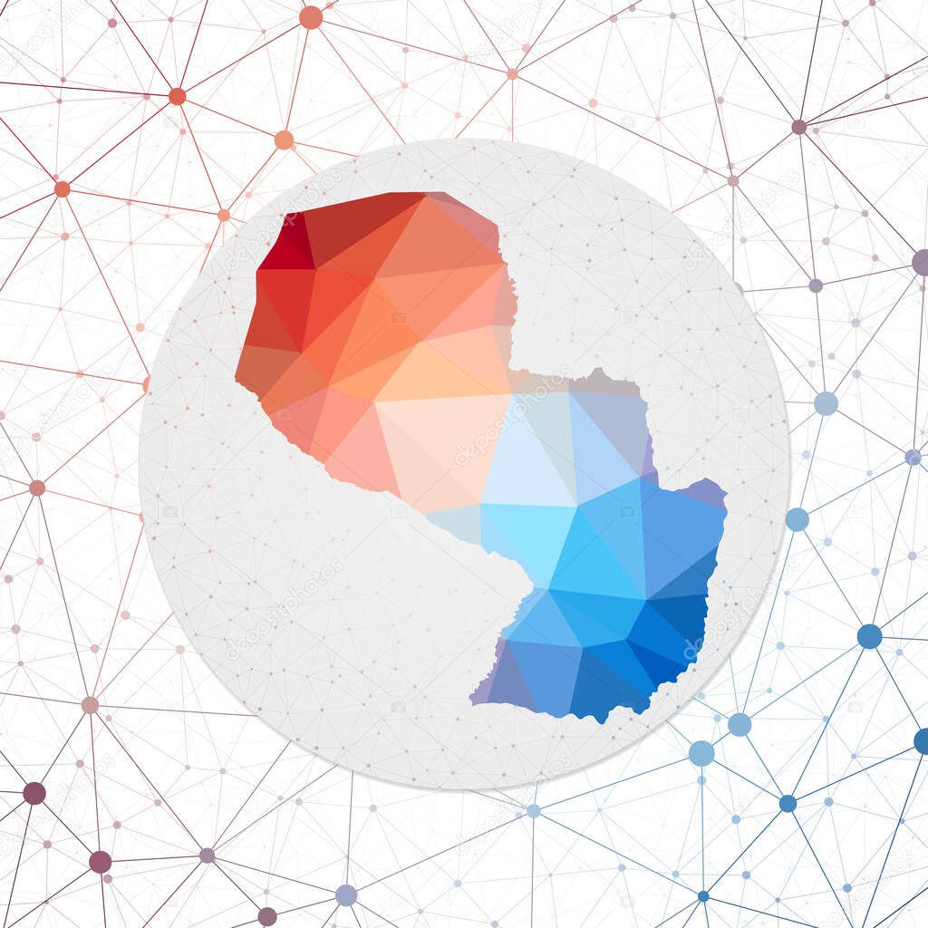 Mapa vectorial abstracto de Paraguay. La tecnología en el país póster ...