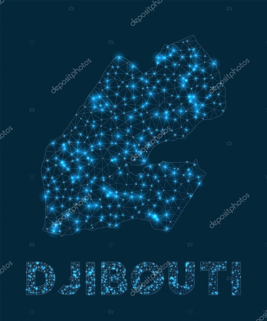 Djibouti network map. Abstract geometric map of the country. Internet ...