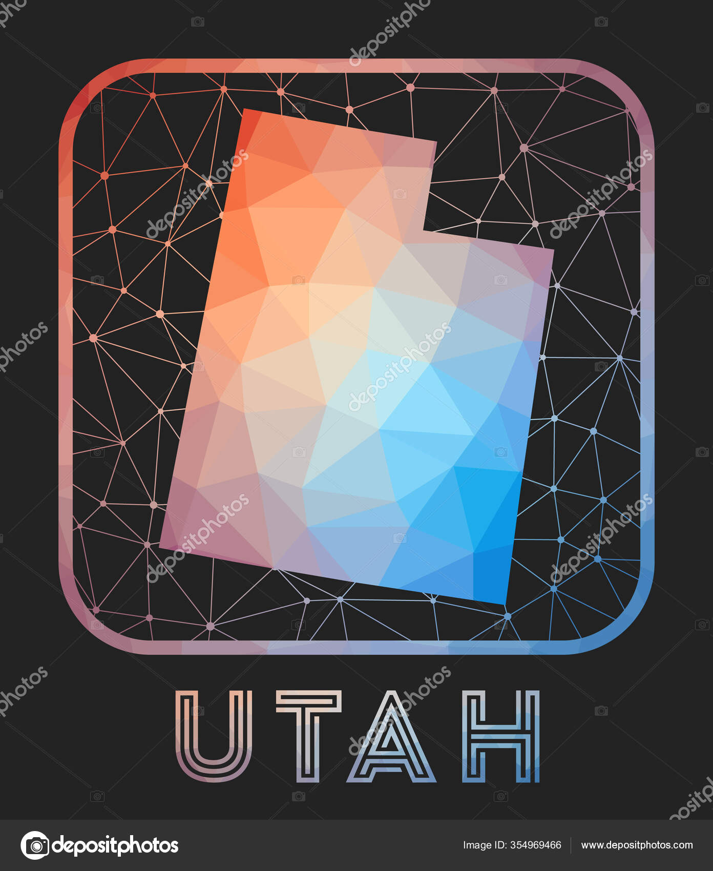 Utah Map Design Vector Low Poly Map State Utah Icon Stock Vector by ...