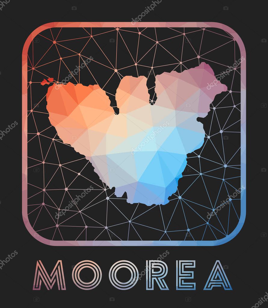 Moorea mapa de diseño. Vector bajo poli mapa de la isla. Icono de morea ...