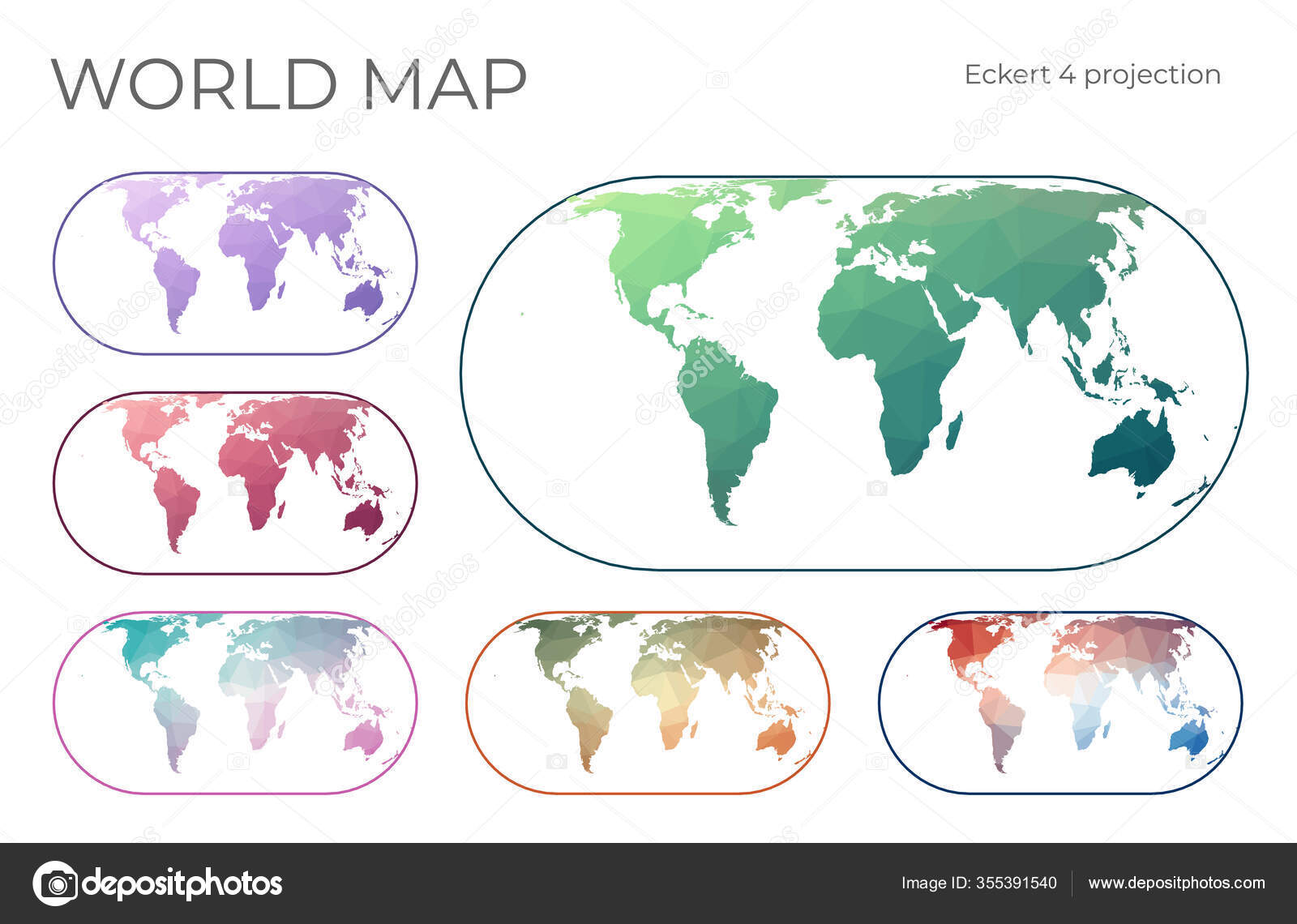 Low Poly World Map Set Eckert Projection Collection World Maps Stock ... Low Poly World Map Set Eckert Projection Collection World Maps Stock ...