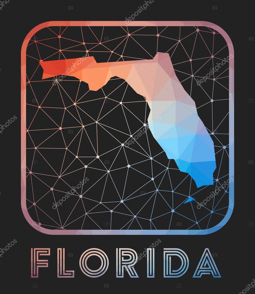 Florida mapa de diseño. Vector bajo poli mapa del estado de nosotros ...