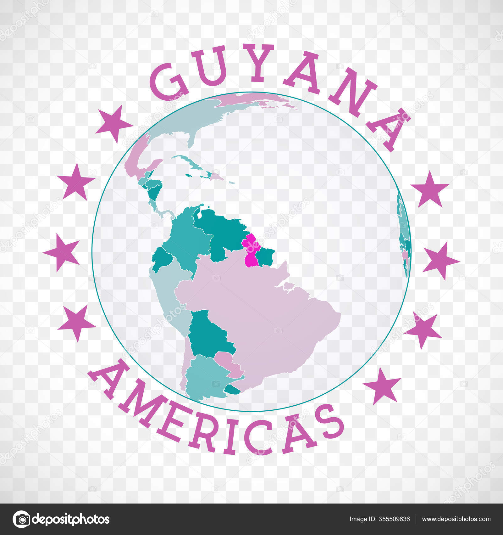 Guyana Logo Badge Country Map Guyana World Context Country Sticker ...
