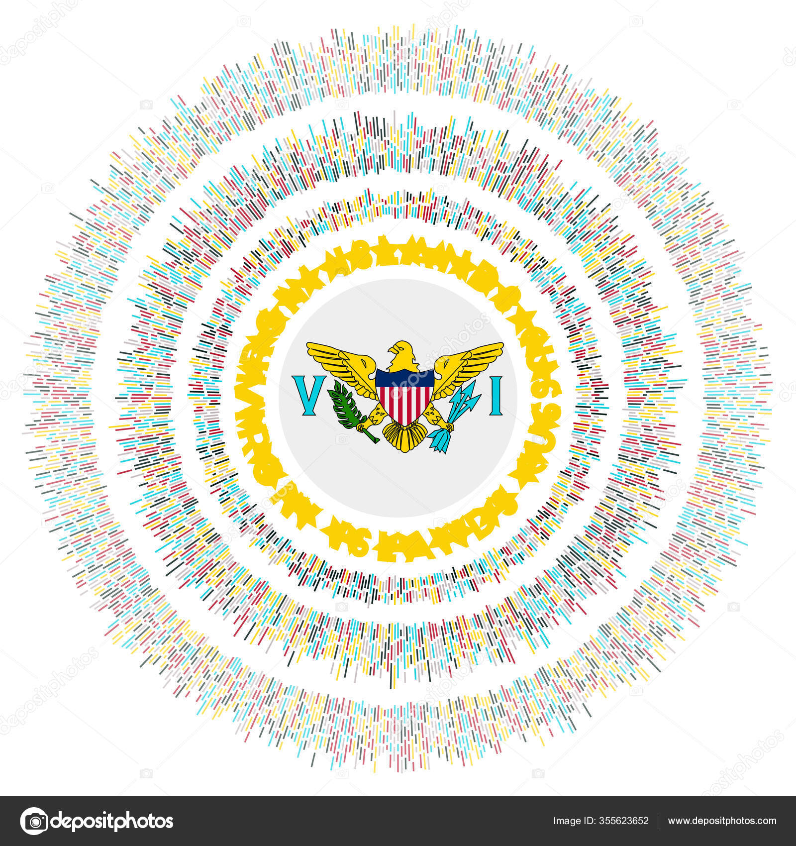 Virgin Islands US symbol Radiant country flag with colorful rays Shiny ...