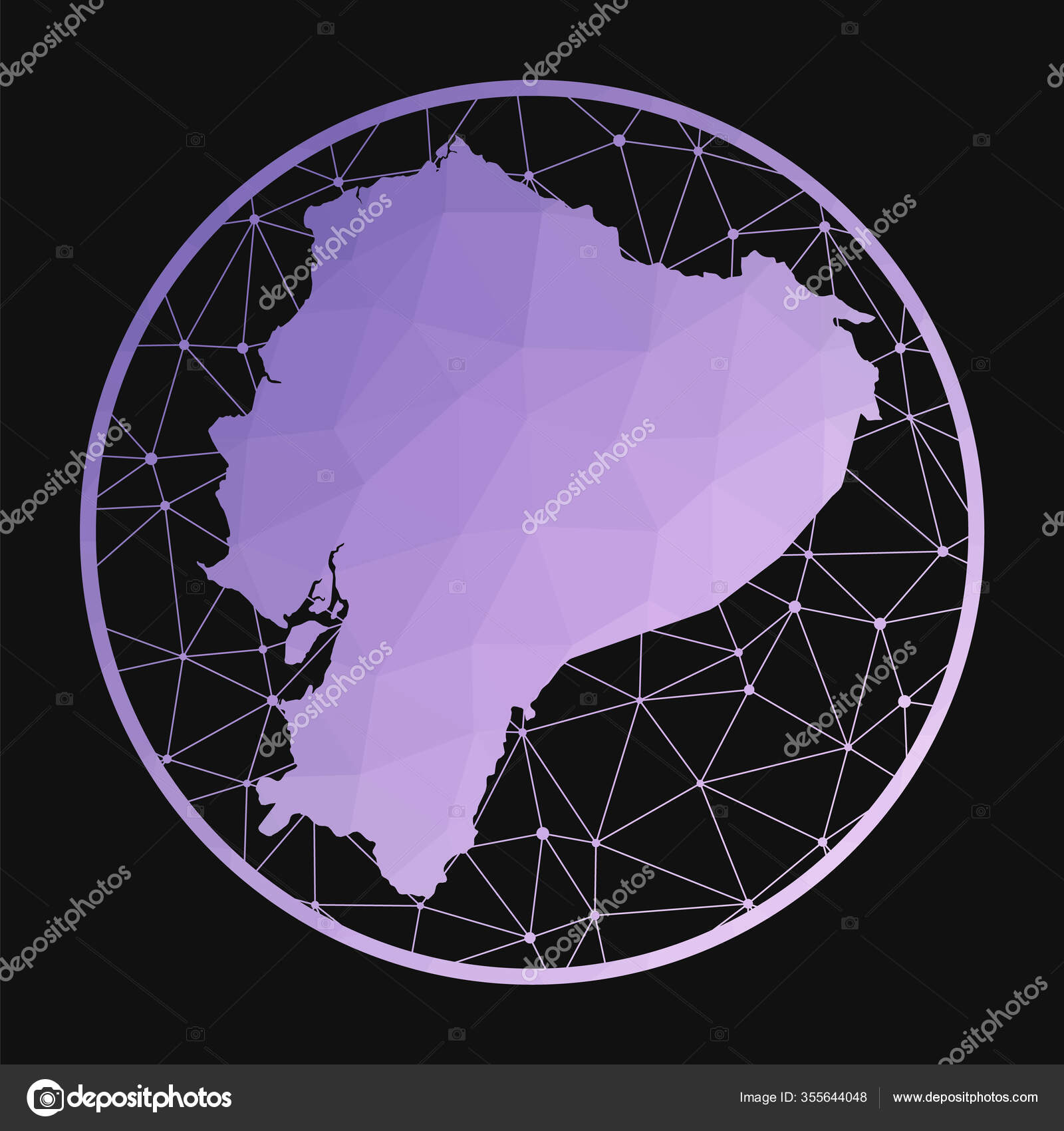 Ecuador icon Vector polygonal map of the country Ecuador icon in ...