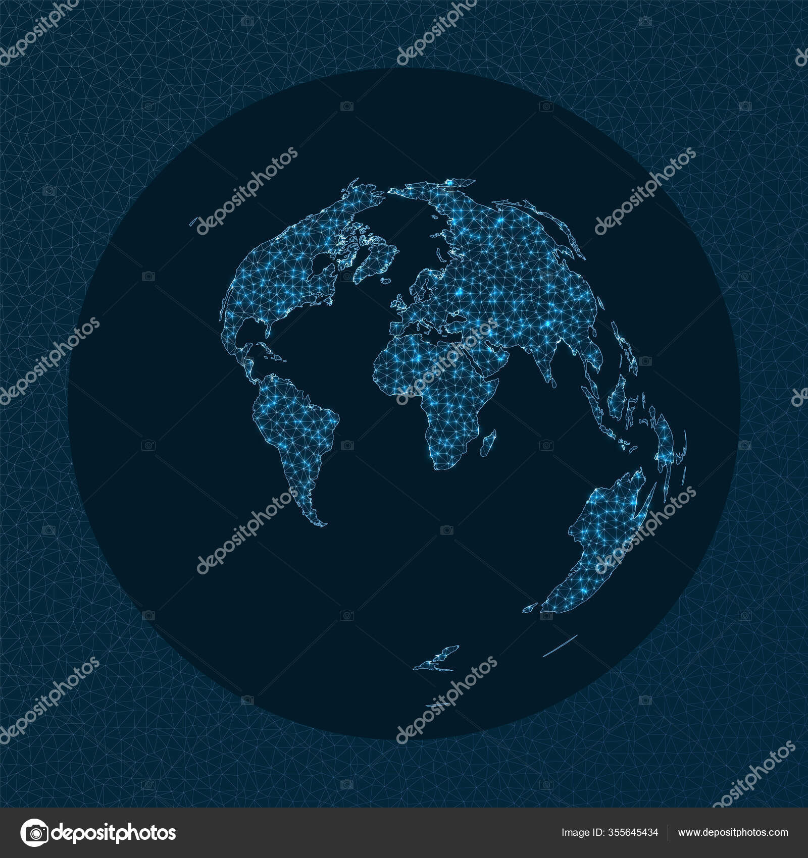 Global Network Concept Azimuthal Equidistant Projection World Network Beautiful Connections Map