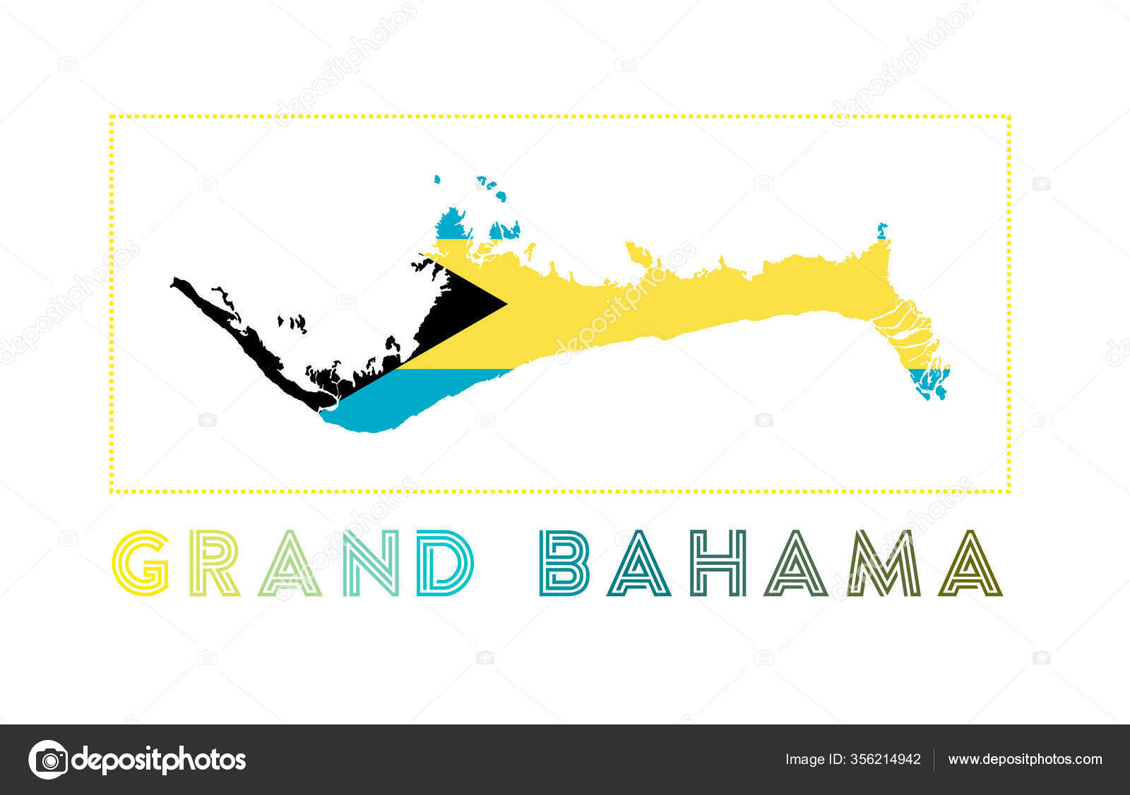 Grand Bahama Logo Map of Grand Bahama with island name and flag ...