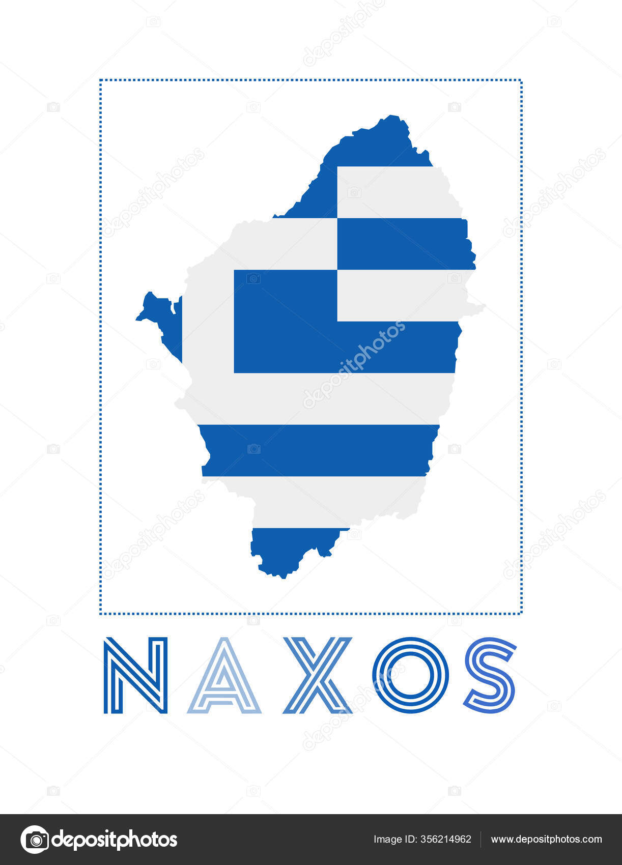 Naxos Logo Mapa de Naxos con el nombre de la isla y la bandera ...