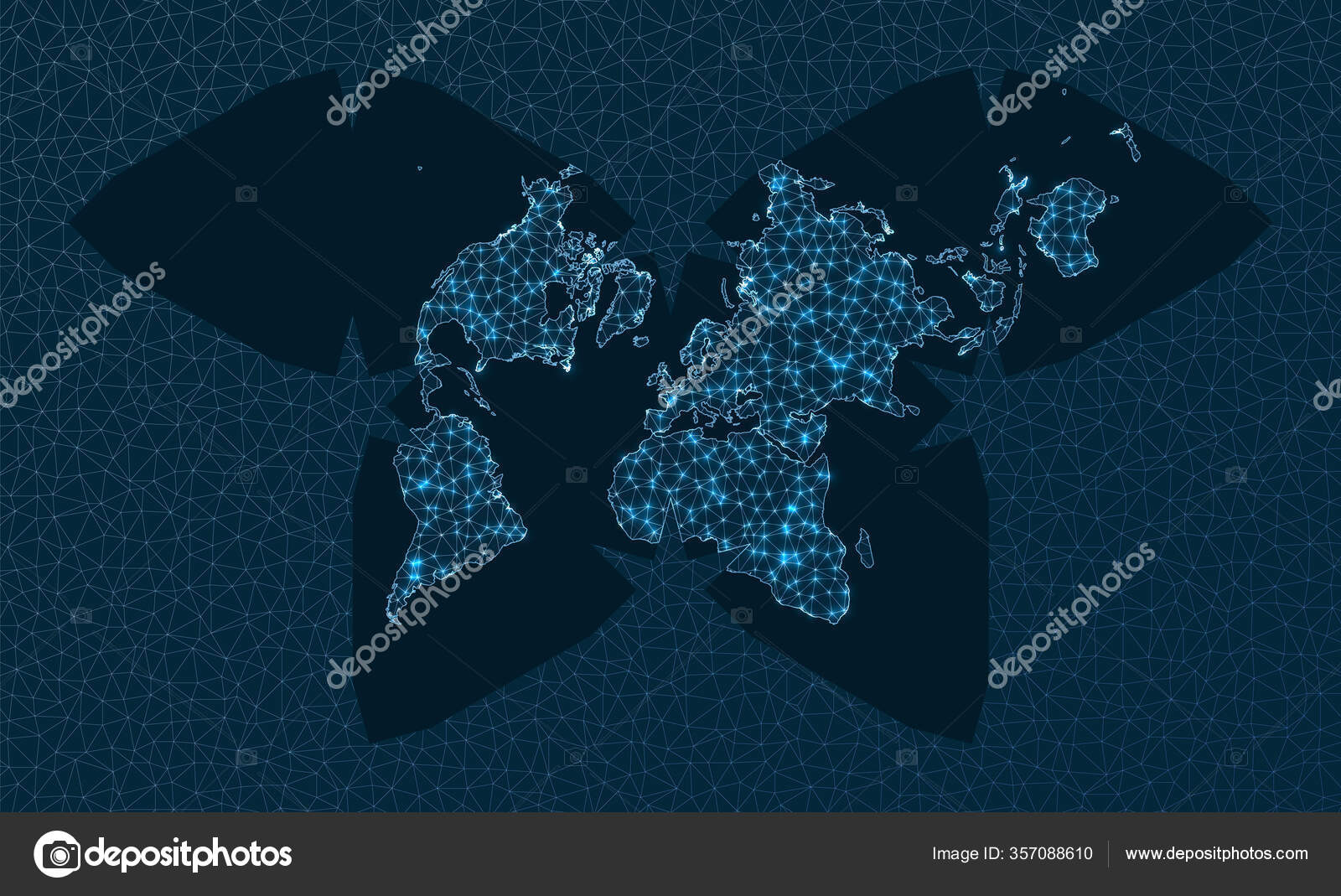 World map connection Polyhedral Waterman projection World Network ...