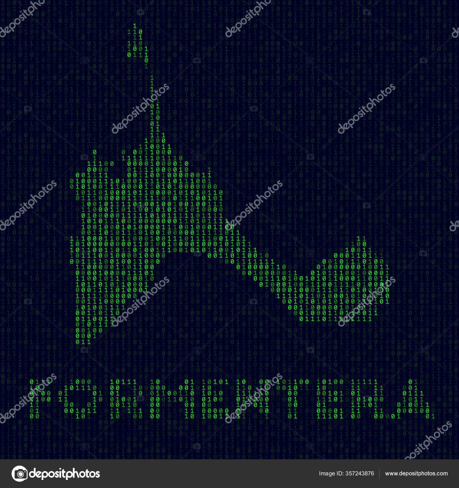 Digital Formentera logo Island symbol in hacker style Binary code map ...