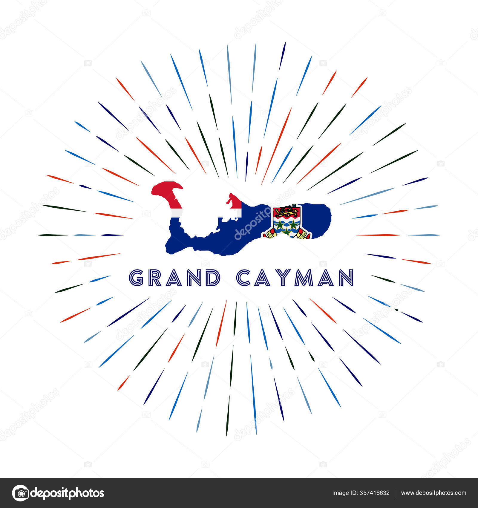 Grand Cayman Sunburst Badge Island Sign Map Grand Cayman Caymanian ...