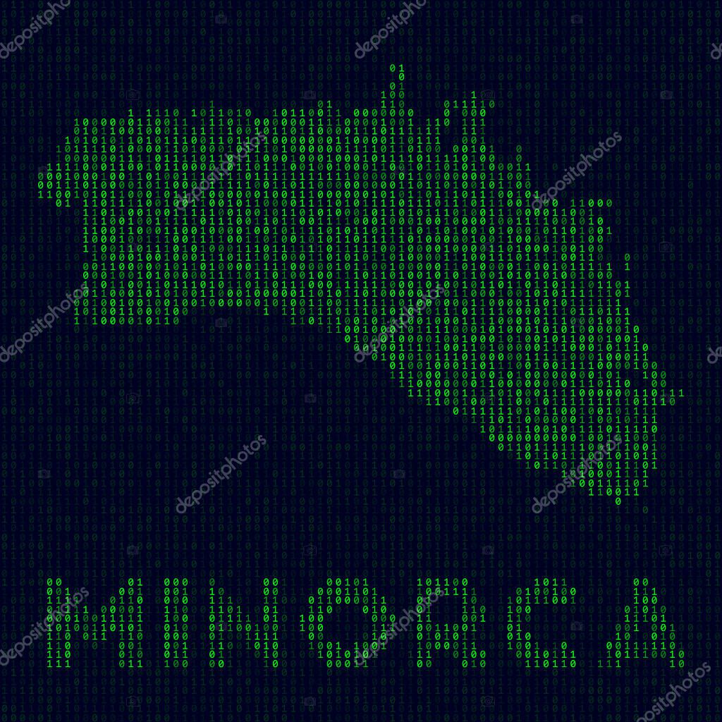 Logo digital de Menorca. Símbolo de la isla en estilo hacker. Mapa de ...