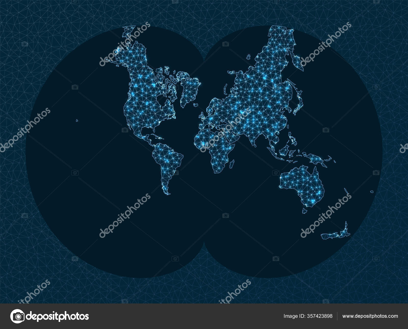 World map connection August projection World Network Authentic ...